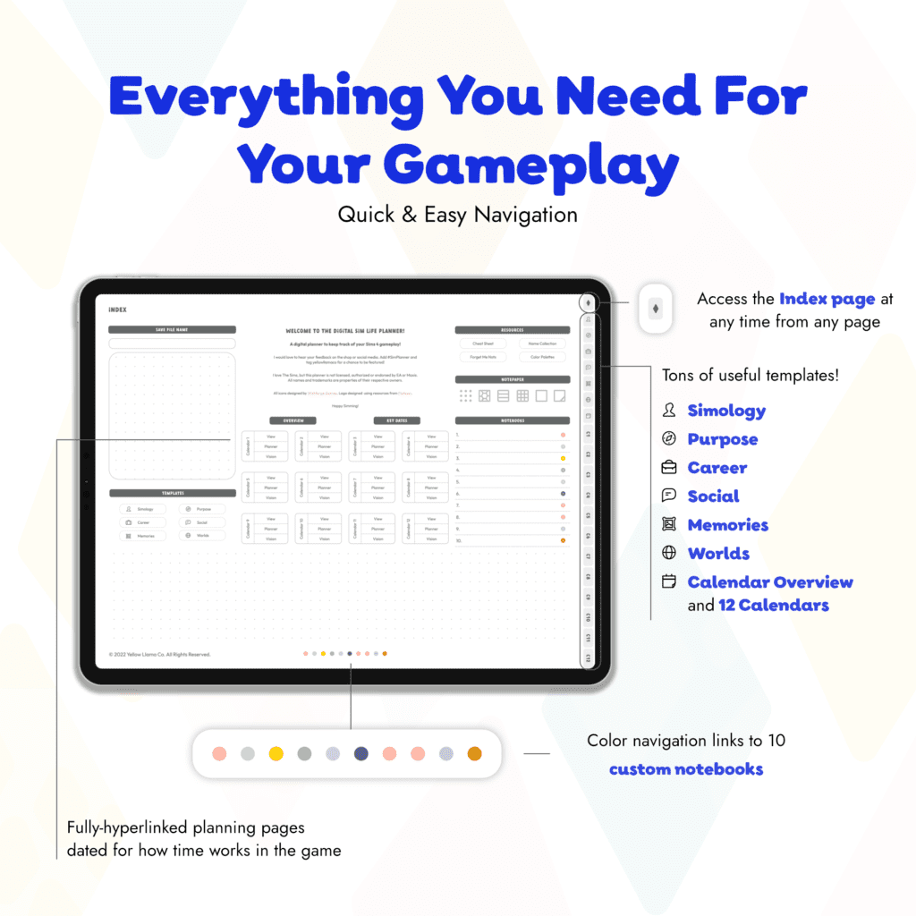 Digital Sim Life Planner Bundle - Yellow Llama Co.