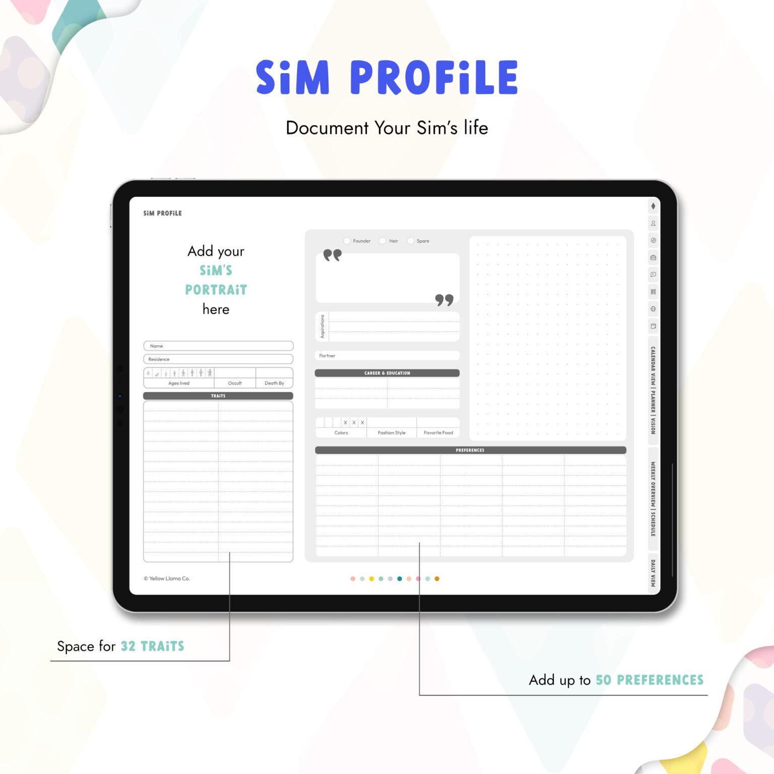 Sim Planners For Sims 4 - Yellow Llama Co.