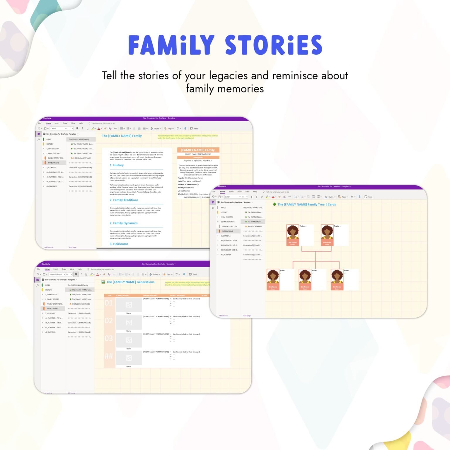 The Sim Chronicles For OneNote | For Sims 4, Sims 3 and Sims 2 Gameplay - Yellow Llama Co.