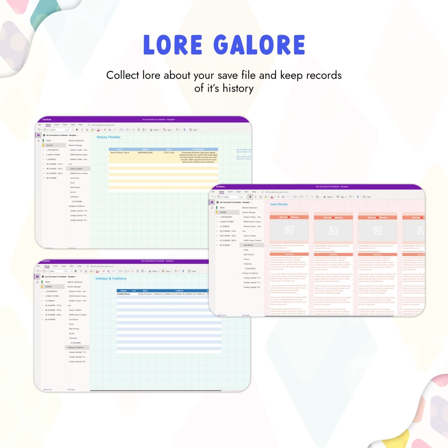 The Sim Chronicles For OneNote | For Sims 4, Sims 3 and Sims 2 Gameplay - Yellow Llama Co.